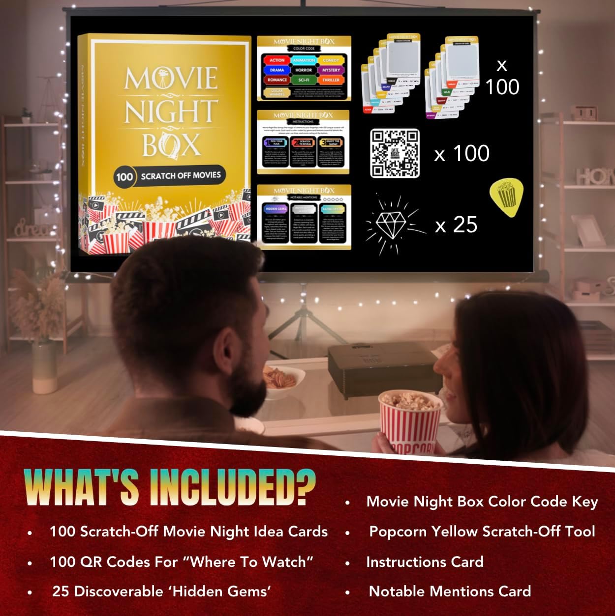 Movie Night Box: Top 100 Scratch-Off Movies & Hidden Gems – Date Night ...